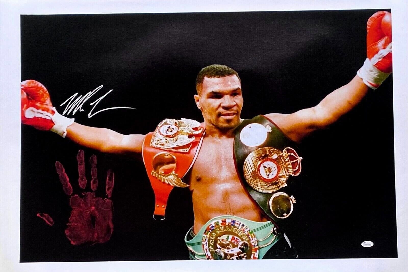 Mike Tyson Original Handprint Unstretched 20x36 Canvas Signed JSA ...