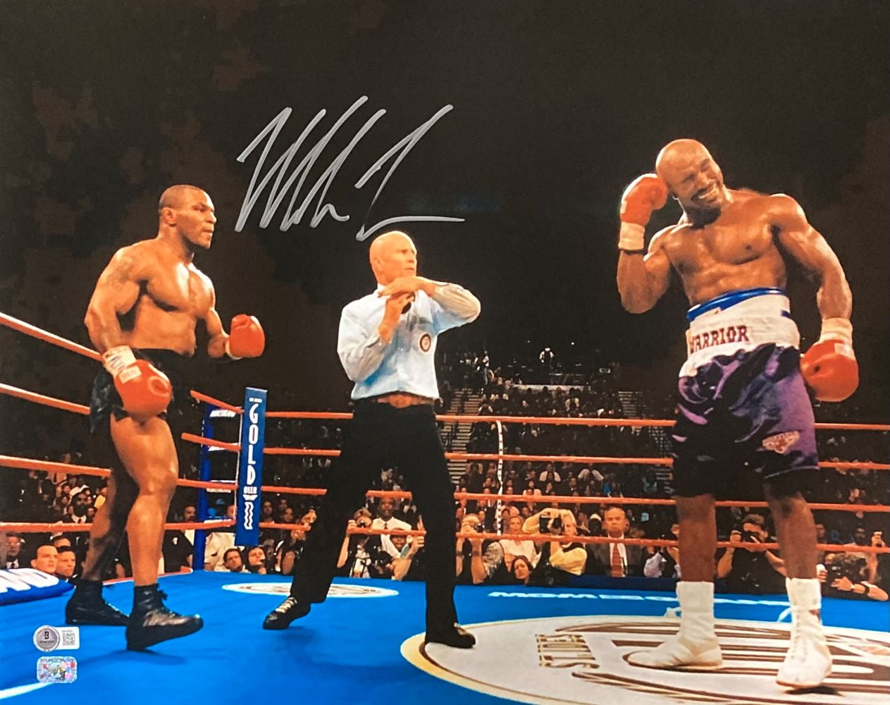 Mike Tyson Signed 16x20 Evander Holyfield Ear Bite Fight Photo BAS ...