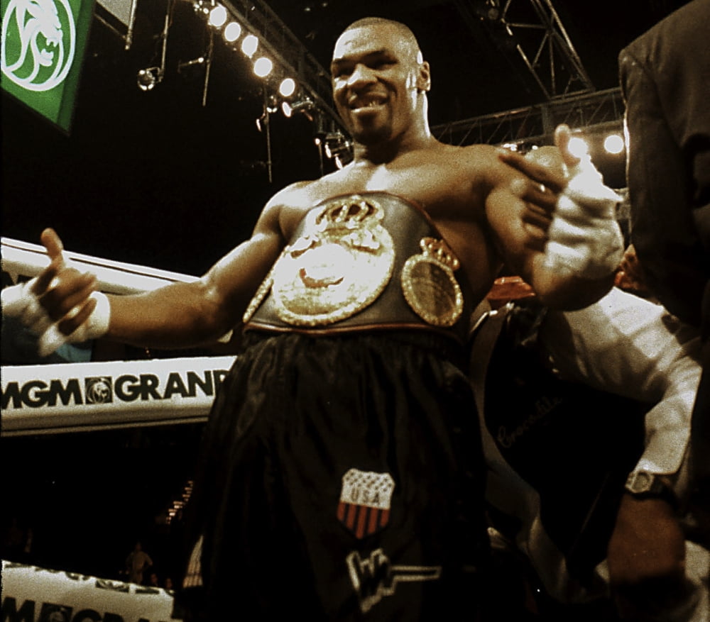 Mike Tyson wearing a championship belt in Las Vegas Photo Print (30 x ...