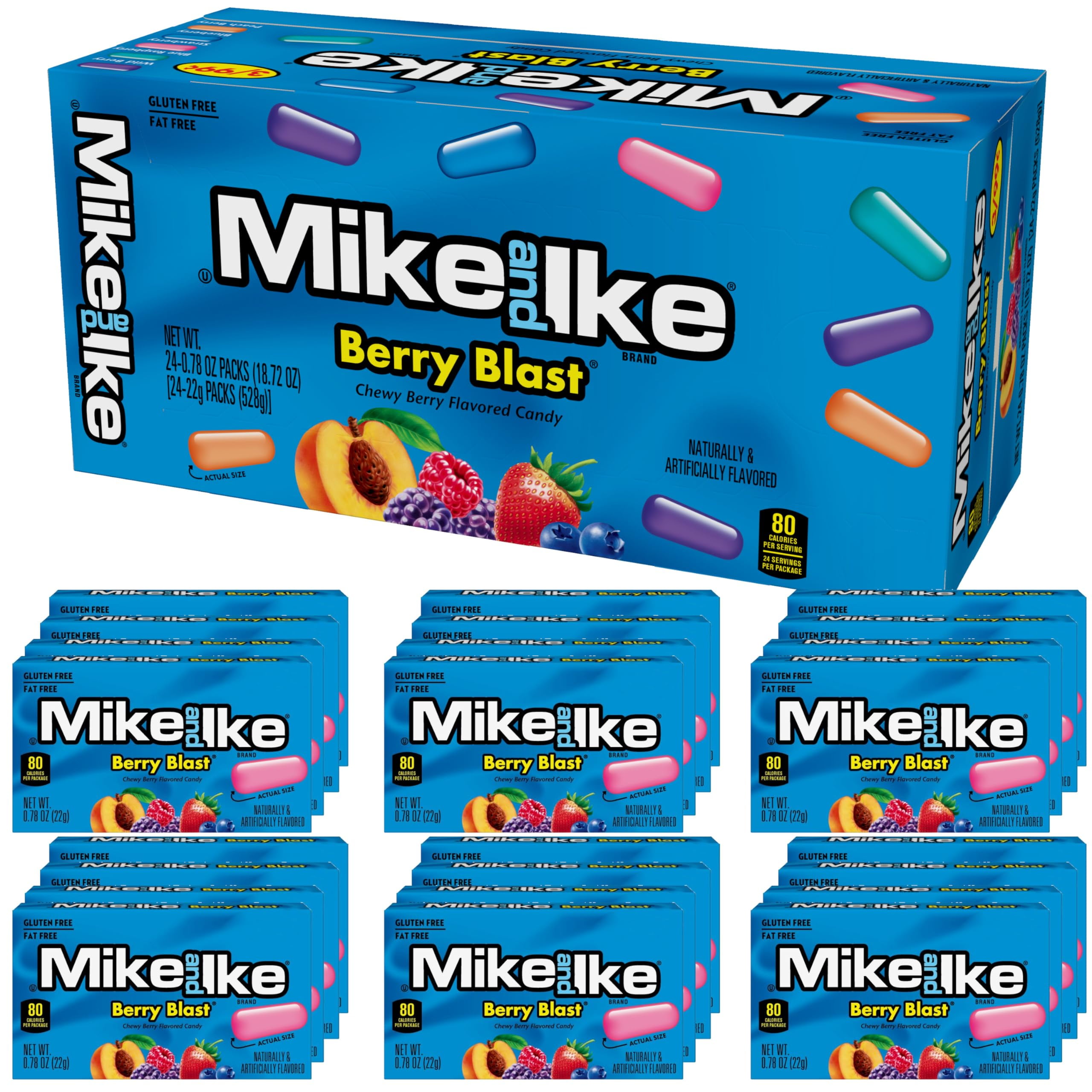 MIKE AND IKE Berry Blast Candy, 0.78 Ounce Boxes, Pack of 24, Chewy ...