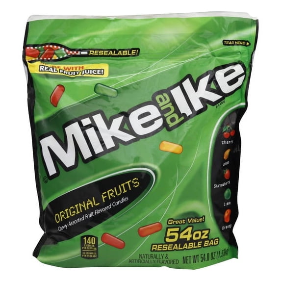 MIKE AND IKE Chewy Assorted Fruit Flavored Candy, Bulk Resealable Bag ...