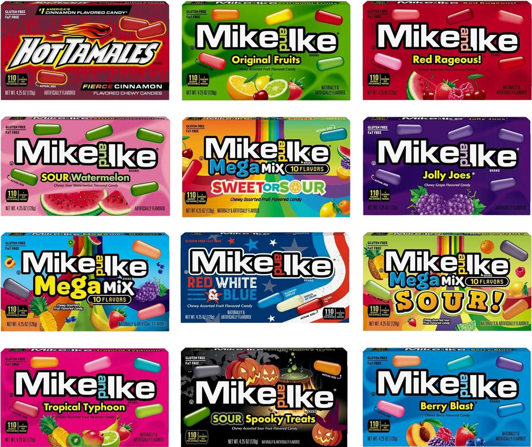 Mike and Ike Chewy Candy, Theater Box, Variety 12 Flavors, 4.25 Ounce ...