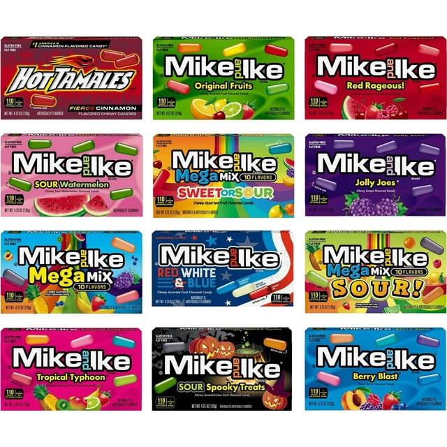 Mike and Ike Chewy Candy, Theater Box, Variety 12 Flavors, 4.25 Ounce - Walmart.com