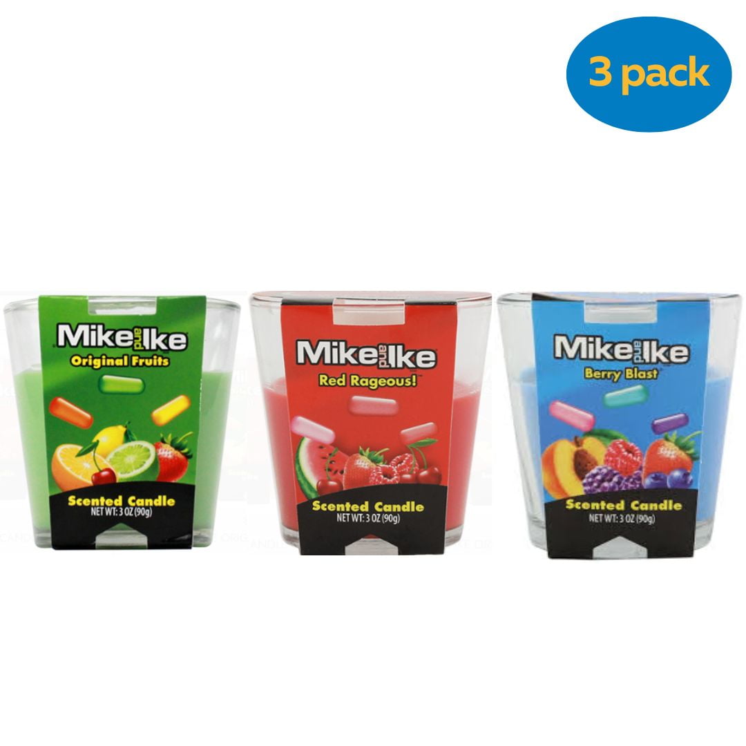 Mike and Ike Fruit Candy Scented Candle 3 Pack (Original, Red Rageous ...