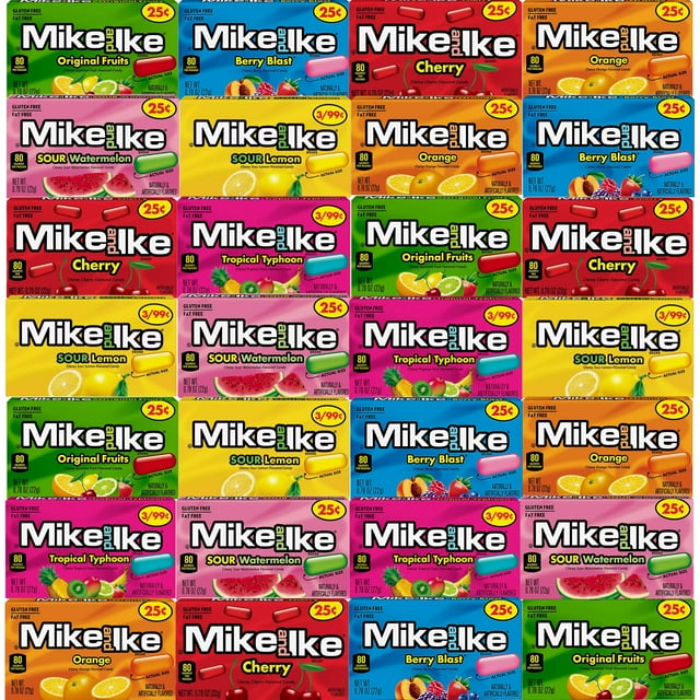 Mike and Ike Mini Box Variety 28 Pack of 7 Flavors, 4 of Each Flavor ...