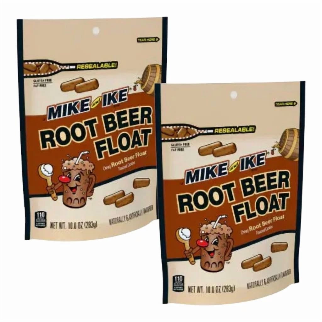 Mike and Ike Root Beer Float Chewy Candy Resealable Bag, 2 Pack, 10 oz ...