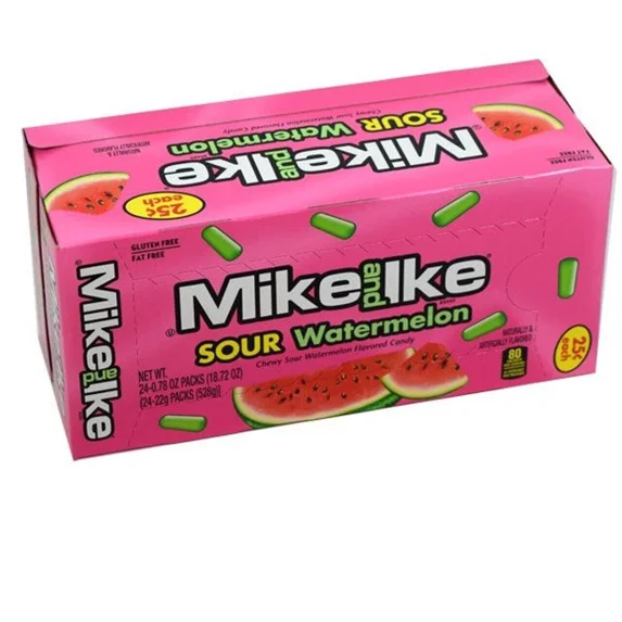 Mike and Ike Sour Watermelon Chewy Candy, 0.78 oz Boxes, 24 Count ...