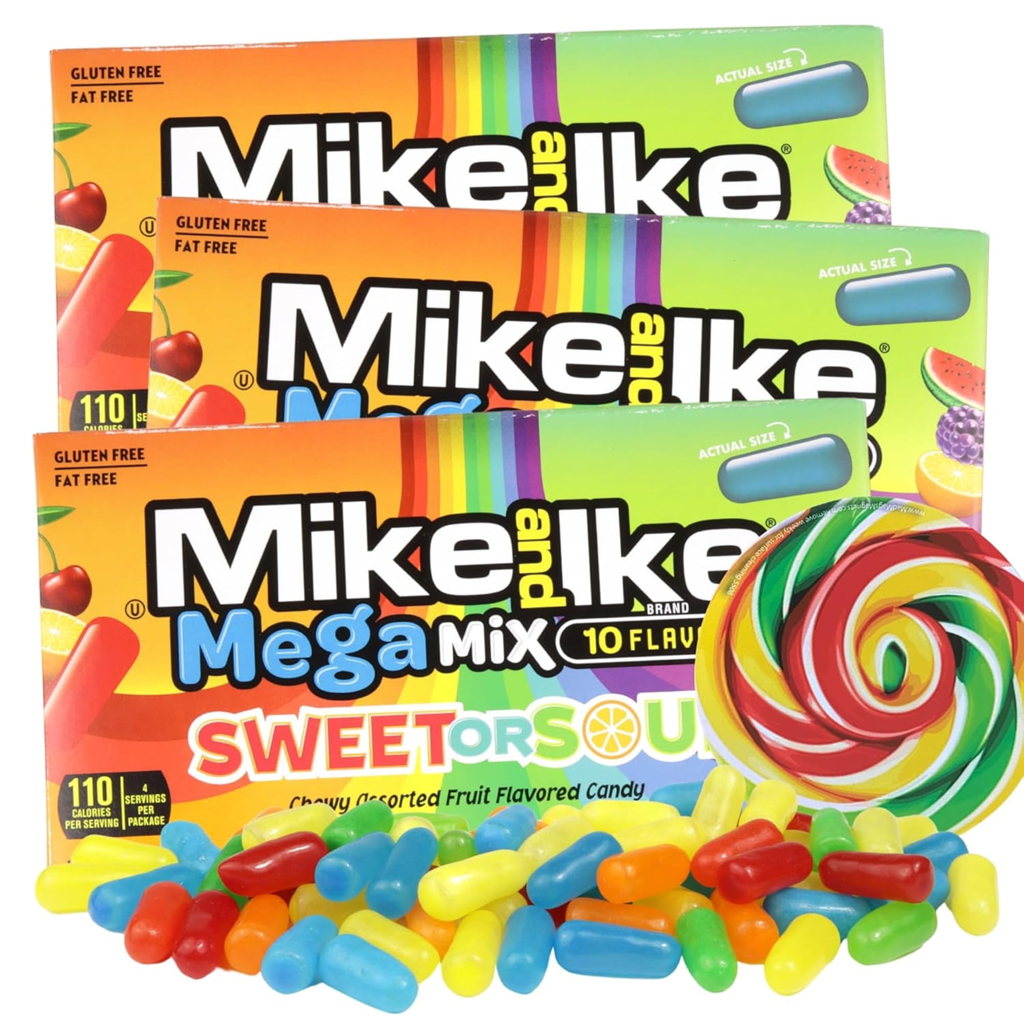 Mike and Ikes Sweet and Sour Megamix, Summer Candy, Pack of 3, 4.25 Ounces per Theater Box ...