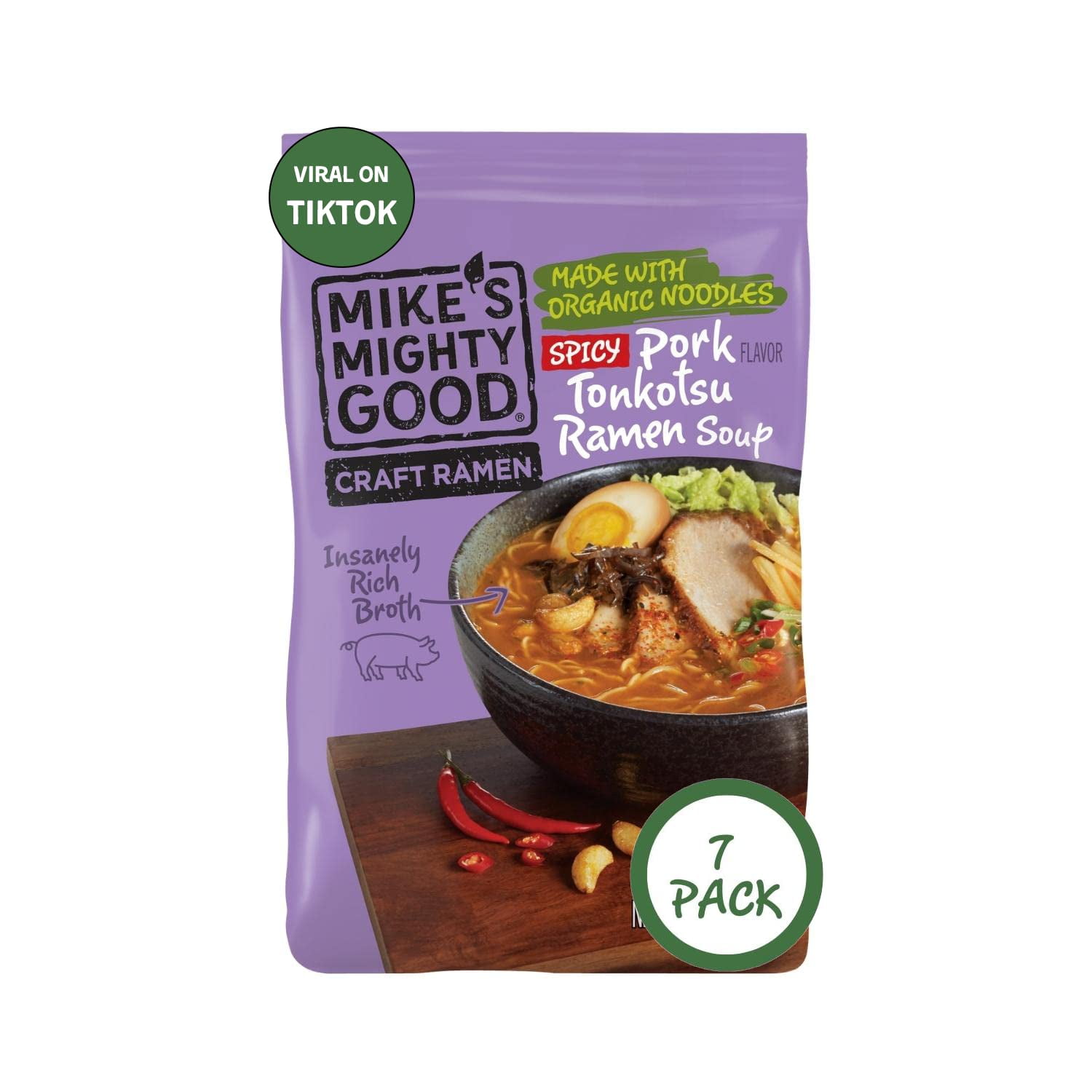 Mike's Mighty Good Spicy Pork Tonkotsu Ramen Noodle Soup - Spicy Ramen ...