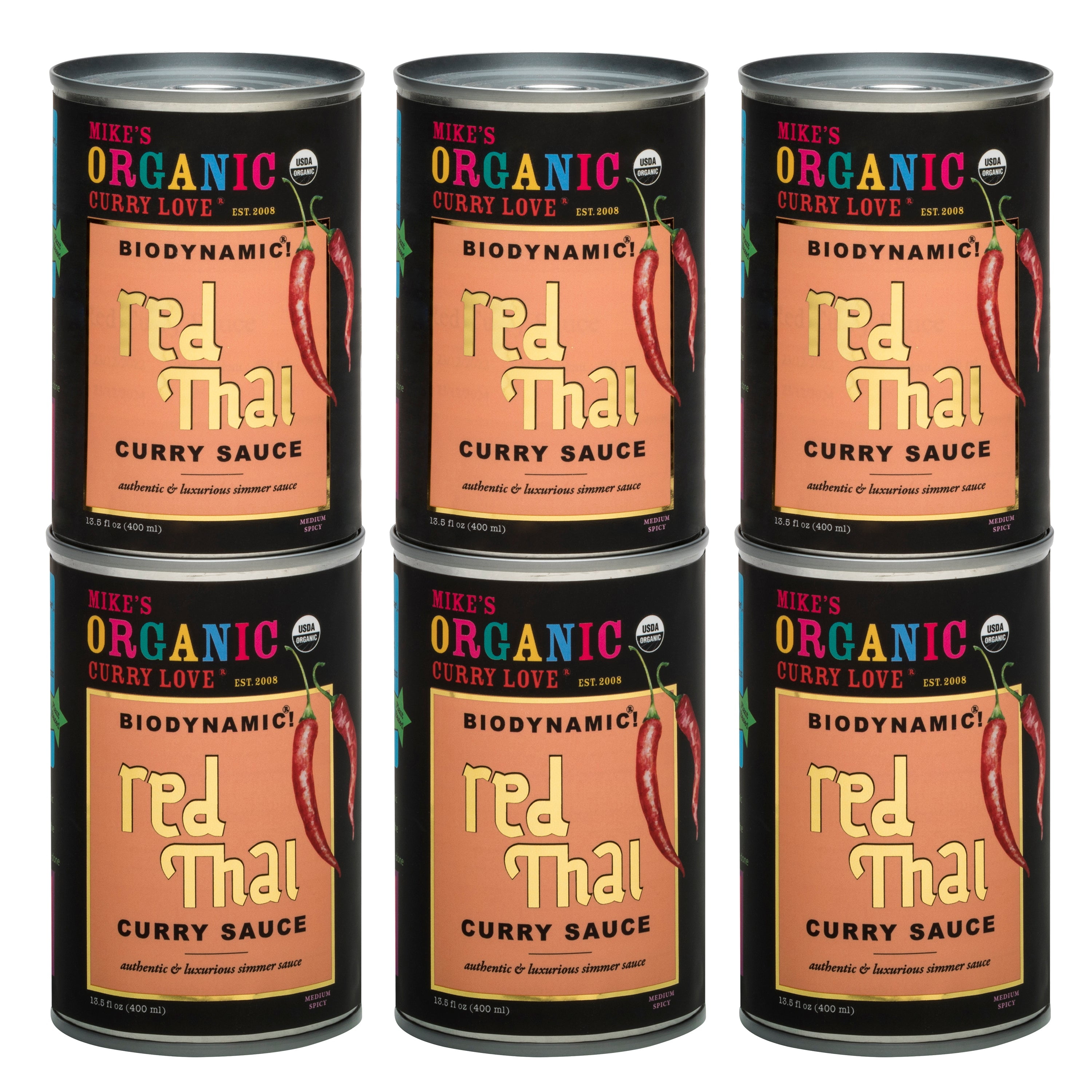 Mike's Organic & Biodynamic Red Thai Curry Sauce 6 x 13.5 fl oz Tin ...