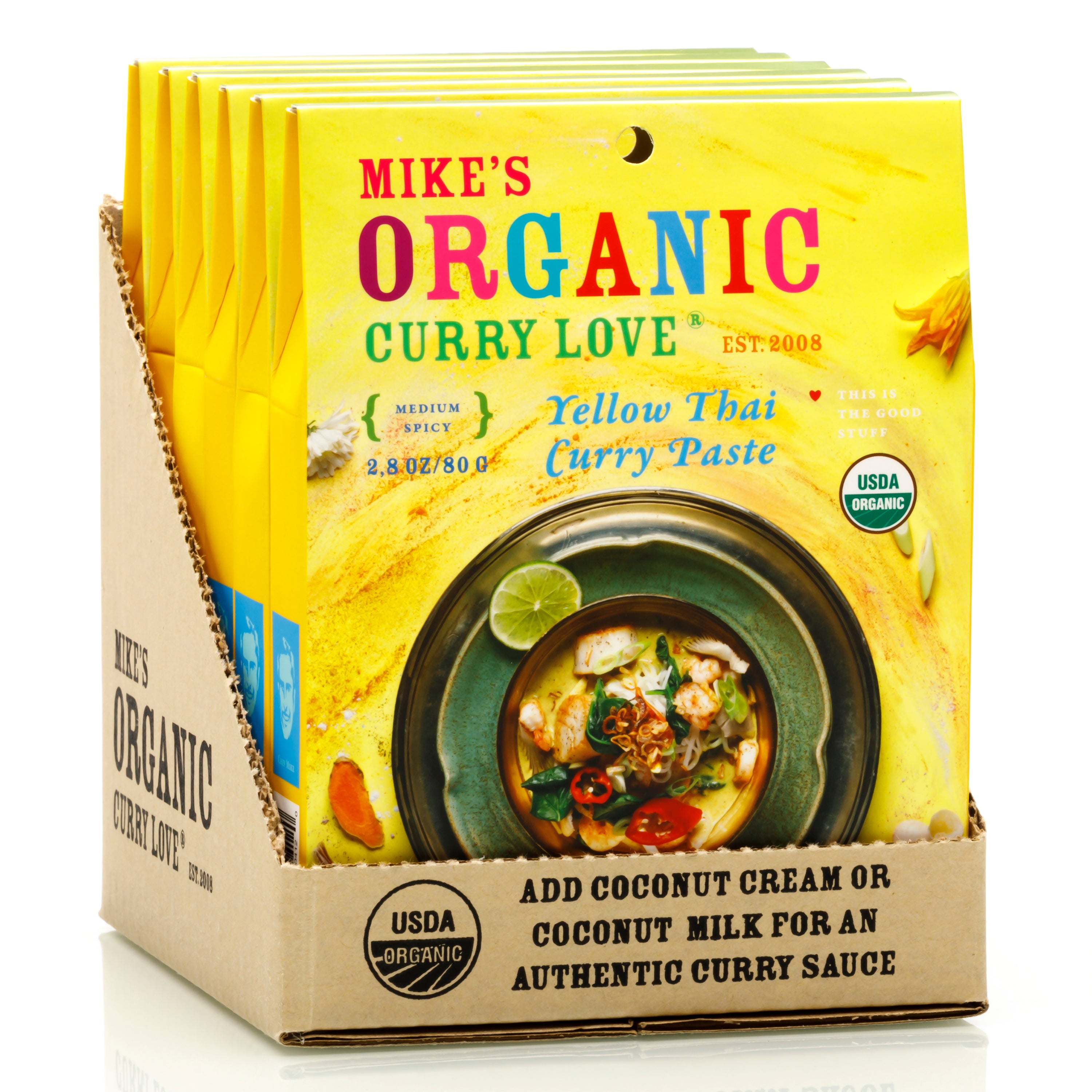 Mikes Organic Vegan Yellow Thai Curry Paste Restaurant Quality 6 X 28 Oz Pouches
