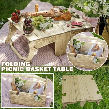 Portable Folding Picnic Table with Shelf, Drink Holders and Storage ...