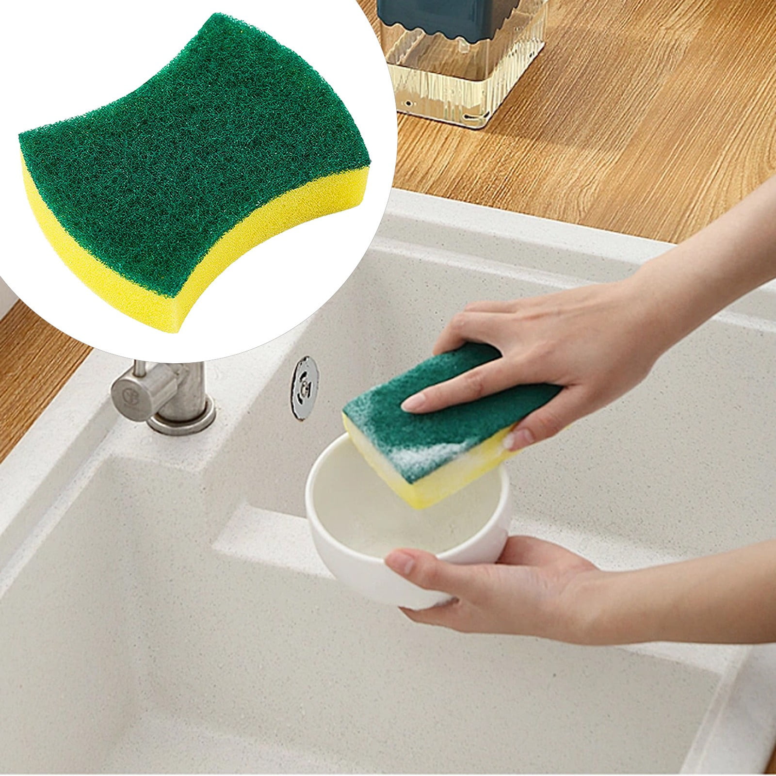 Mikease 5 Pcs Kitchen Cleaning Sponge Double Facesponges Scourer Eco ...