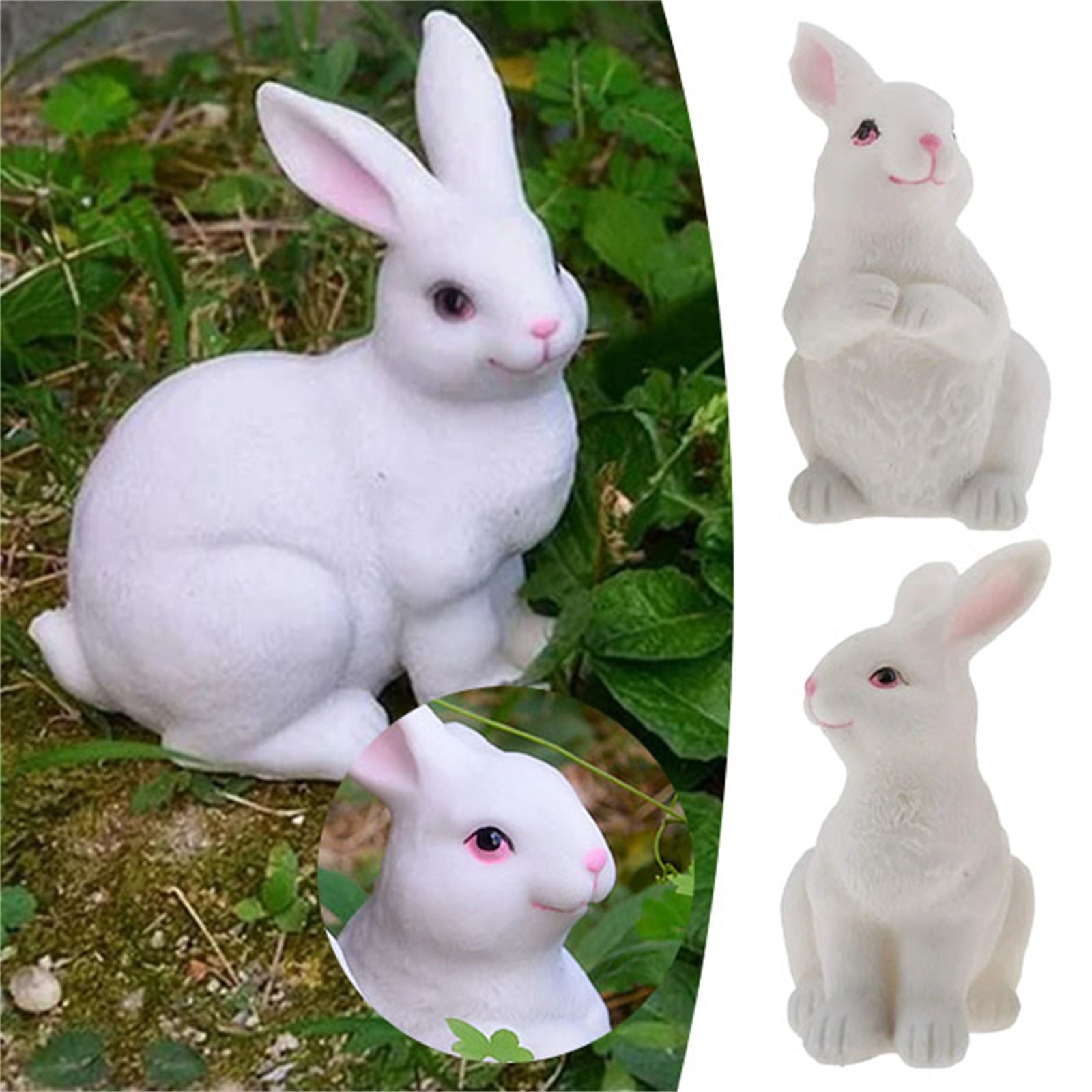 Mikease Animal Sculpture Resin Rabbits Figurine Garden Statues Outdoor ...