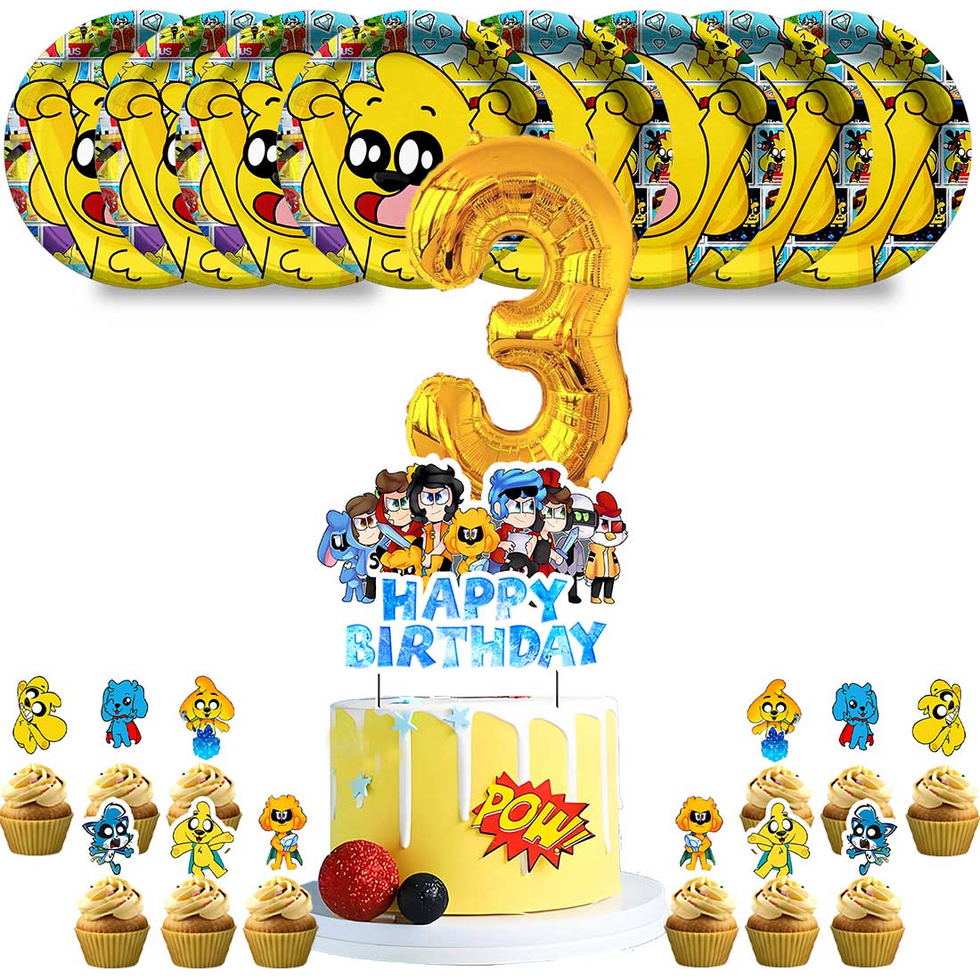 Mikecrack Birthday 3rd Cups Party Supplies Plates Fans Decorations Cake ...