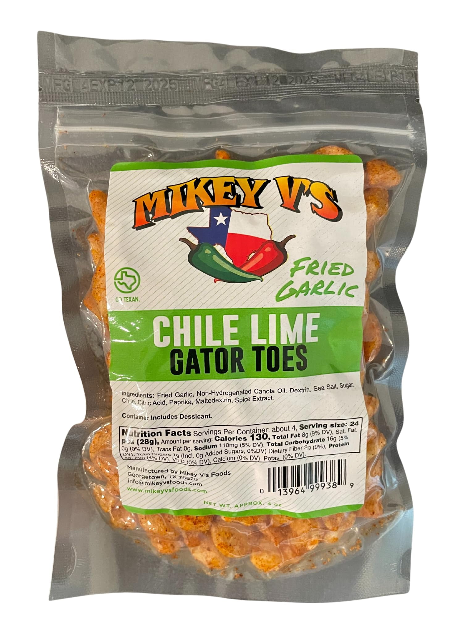 Mikey V's Chile Lime RRF12 "Gator Toes", Deep Fried Garlic Snacks, 4oz ...