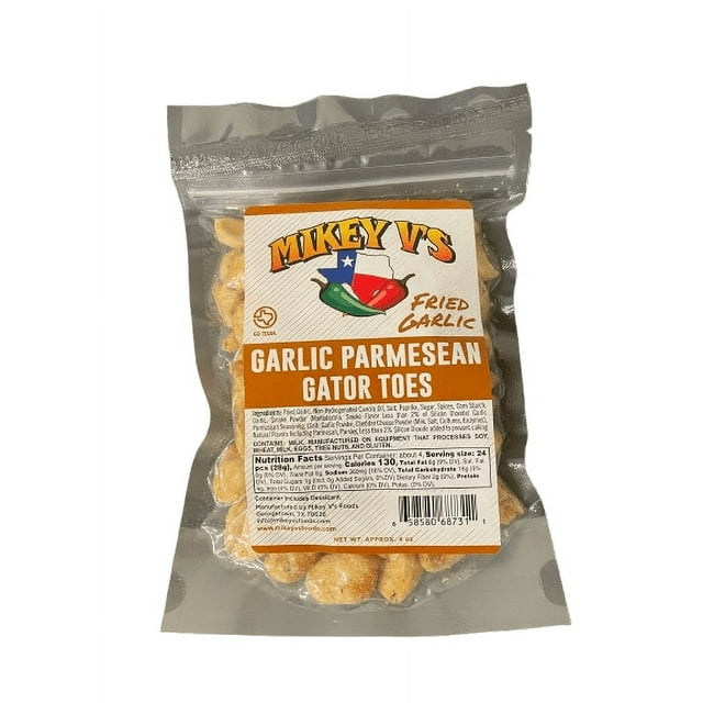 Mikey Vs Garlic Parmesean Gator Toes Deep Fried Garlic Snacks 4oz