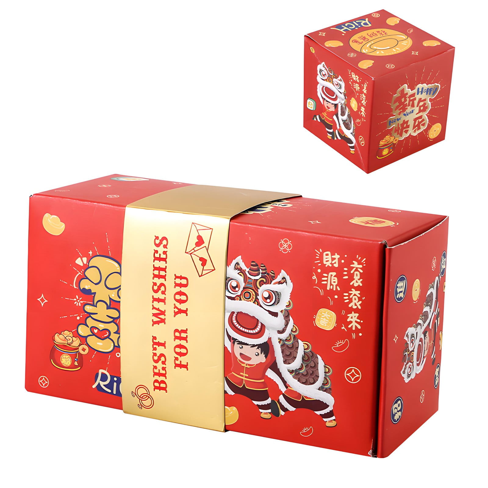 Mikhai Christmas Surprise Gift Box Set Explosion for Money,2024 New Lions Dance Surprise Money ...
