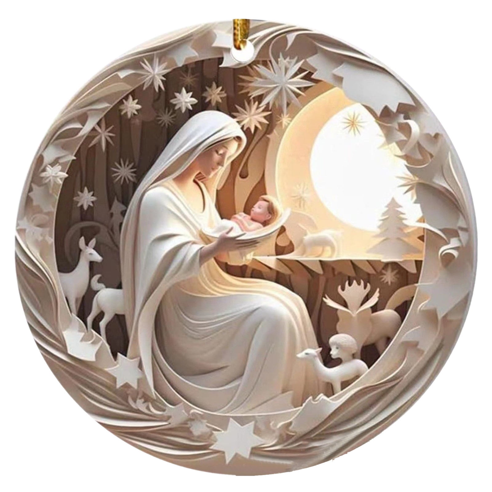 Mikhai Clearance Christmas Nativity Ornaments,3D Nativity Scene Hollow ...