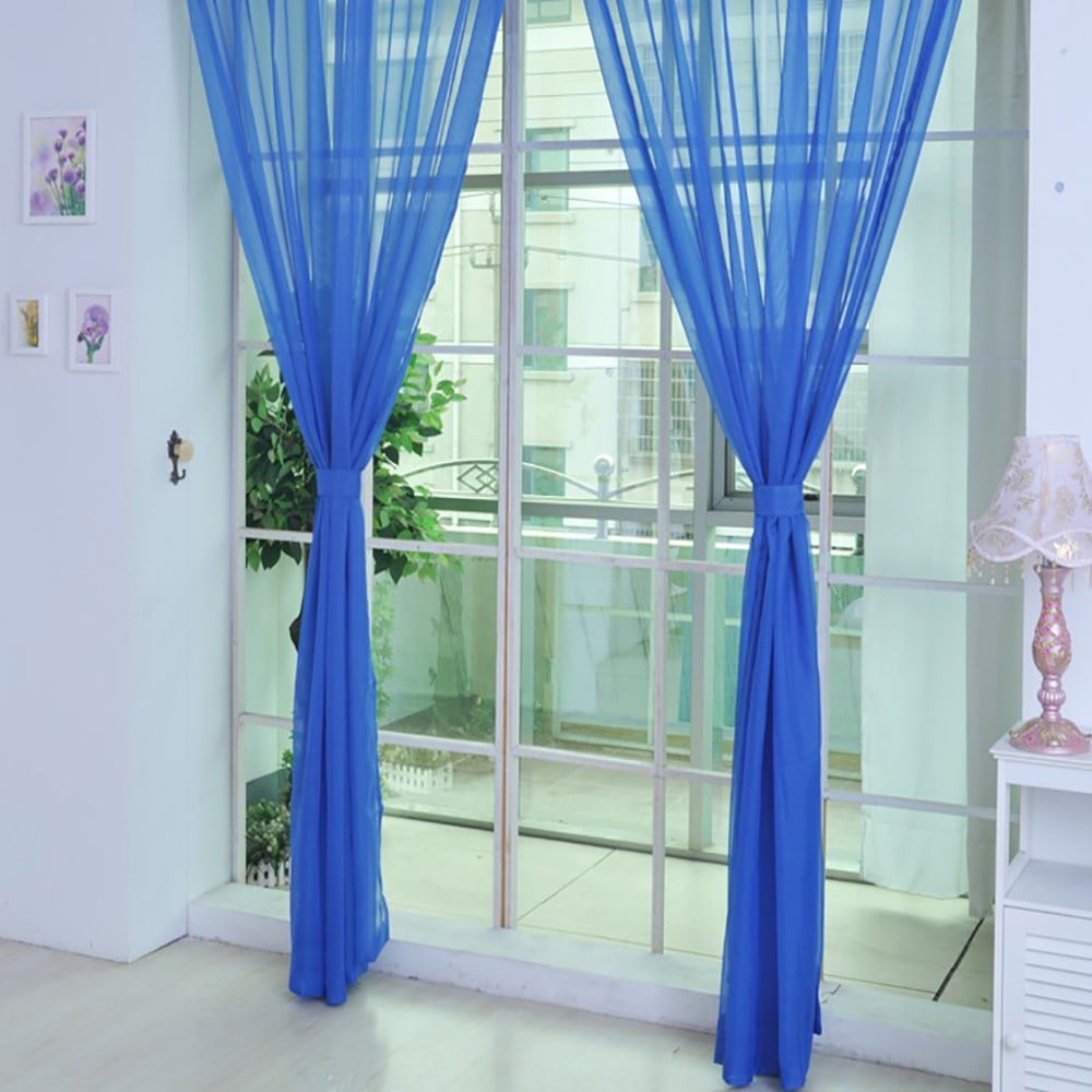 SLYNSHome Sheer Curtains 79 inch,Dark Blue Curtain Window for Young ...