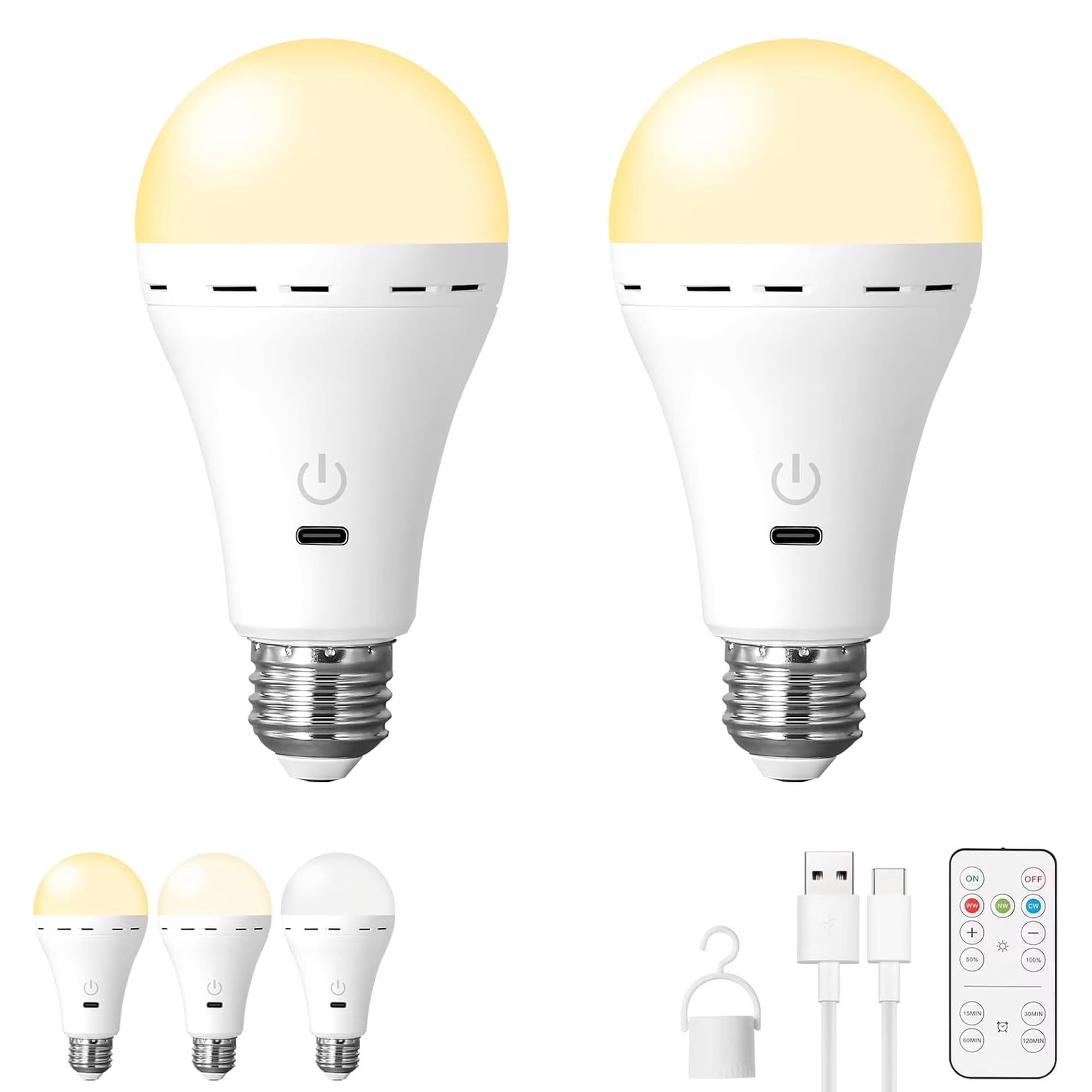 Mikhai 2 Pack Tri-color light bulbs LED Light Bulbs with Remote ...