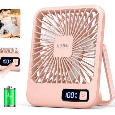 4-inch Mini Metal USB Desk Fan, Portable, Rechargeable, Quiet, for ...