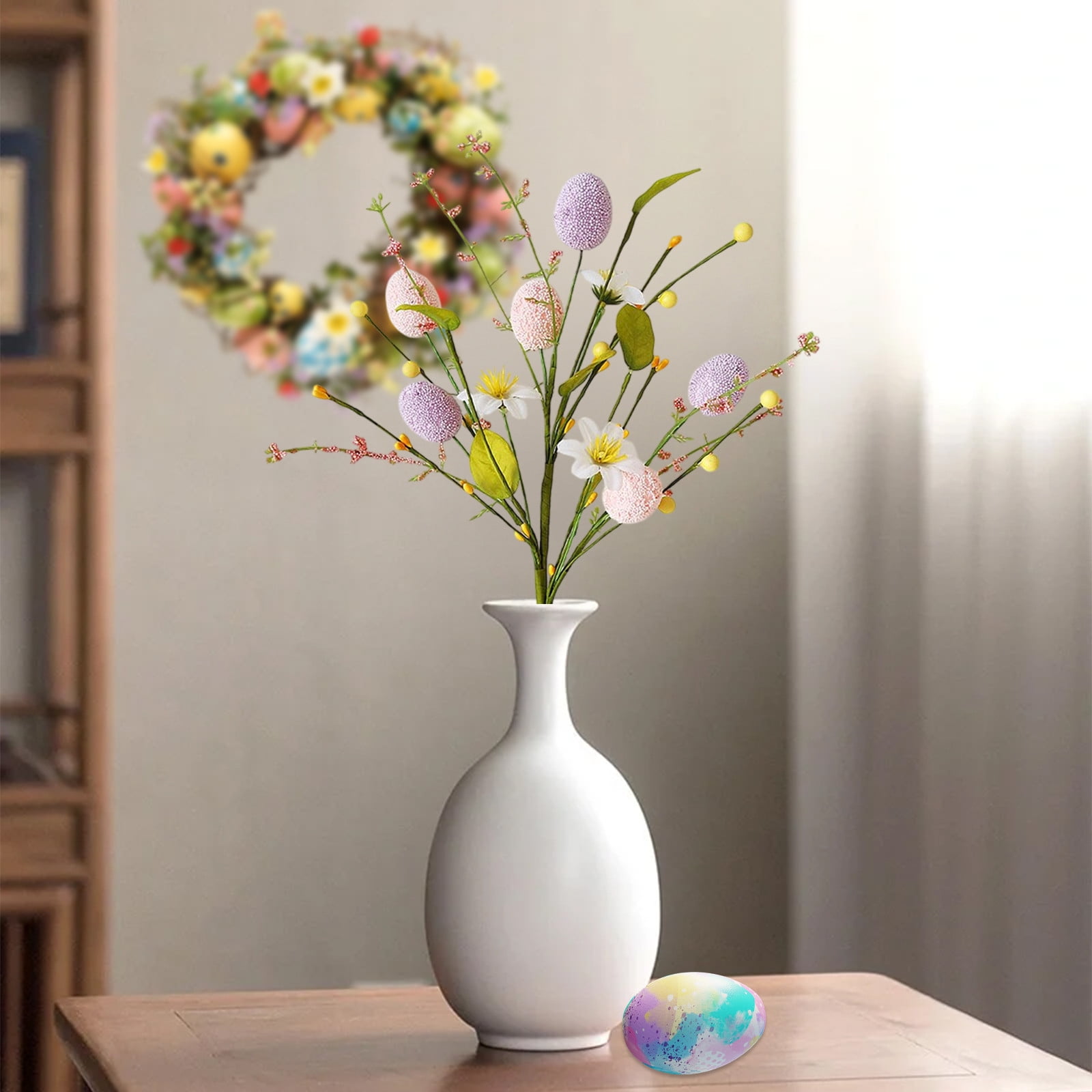 Mikilon Artificial Easter Spray Vine With Pastel Easter Eggs And ...