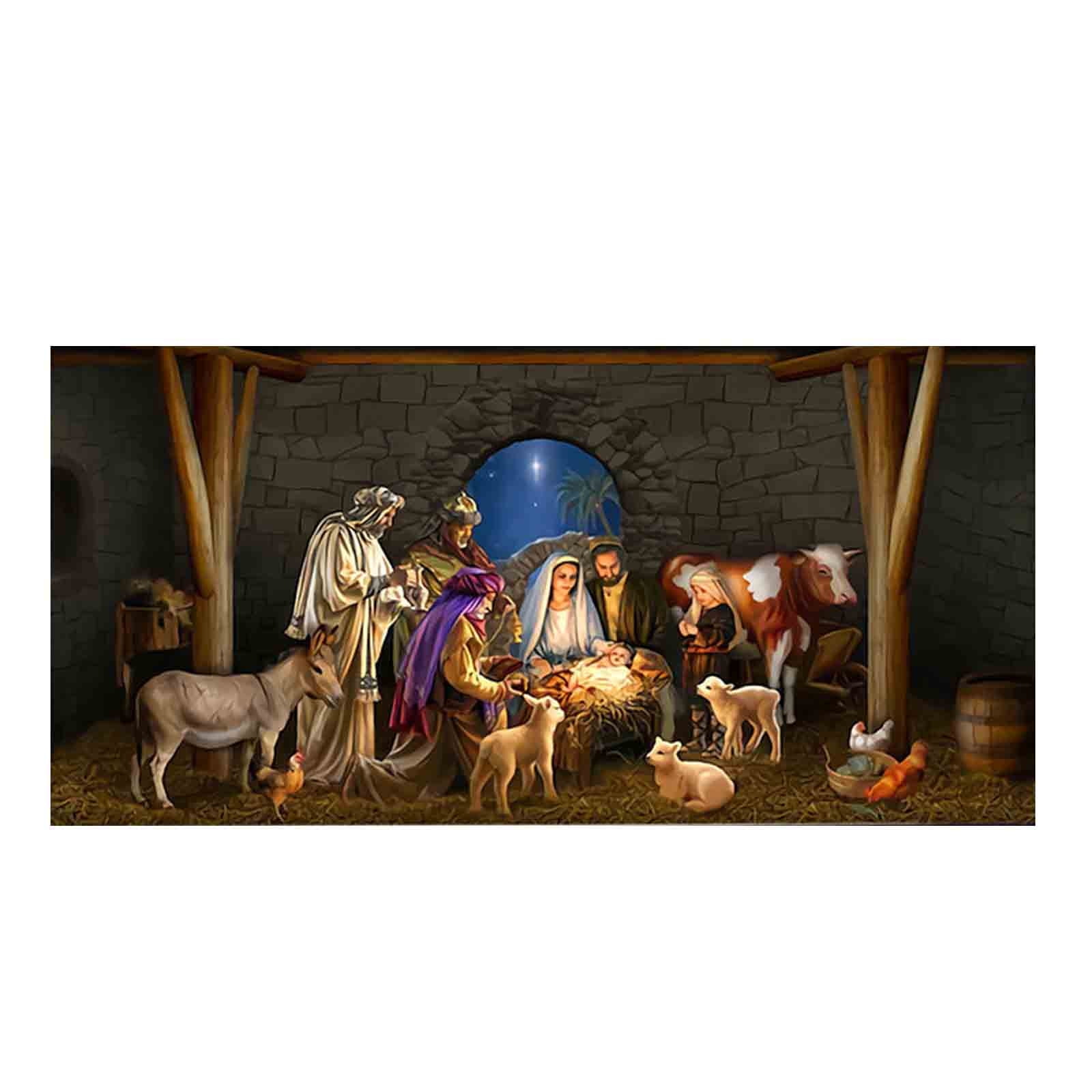 Mikilon Christmas Decorations Christmas Nativity Garage Door Banner ...