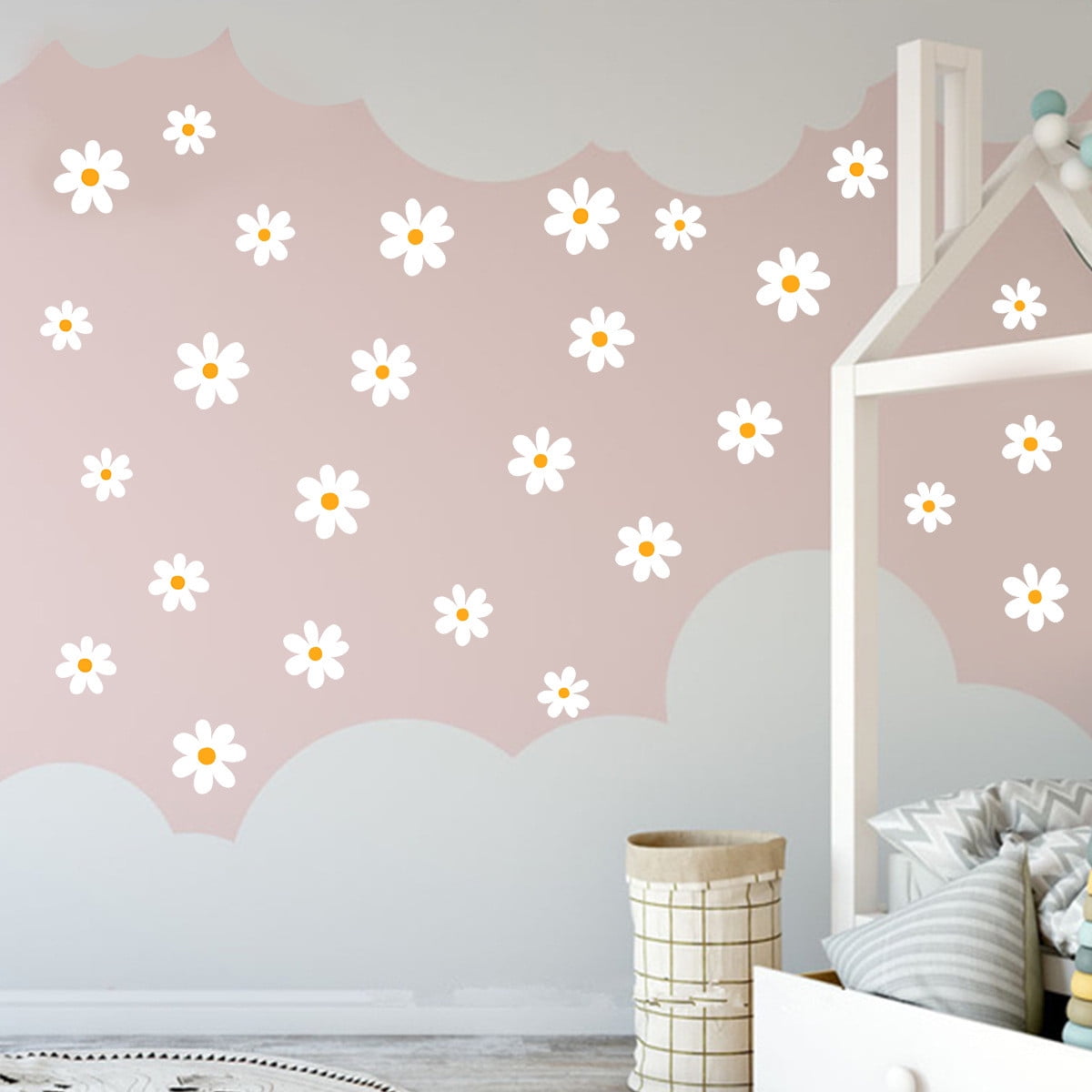 Mikilon Daisy Wall Decals, Boho Daisy Wall Stickers, Kids Room Wall Art ...