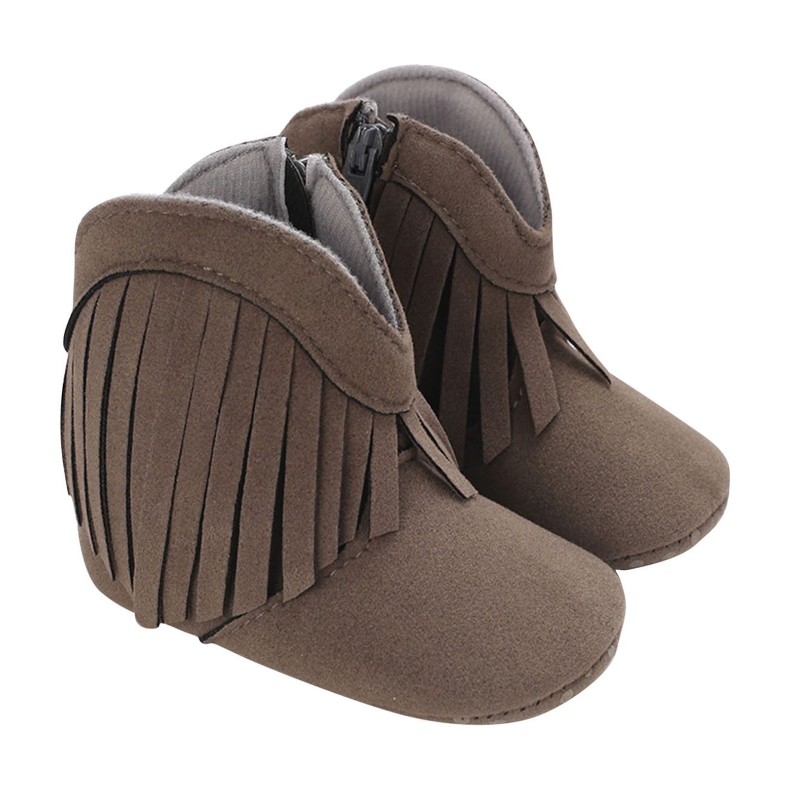 Mikilon Girls Fashion Fringe Faux-Leather Boots Size 12-24 Months ...