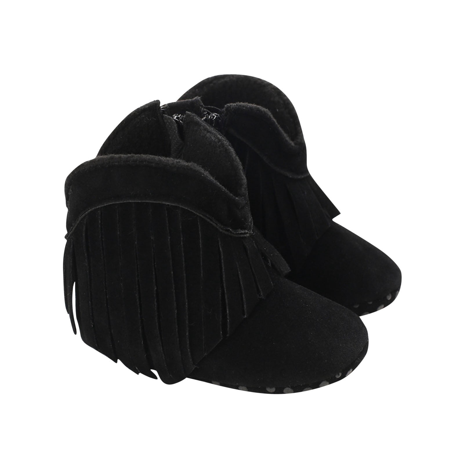 Mikilon Girls Fashion Fringe Faux-Leather Boots Size 12-24 Months ...
