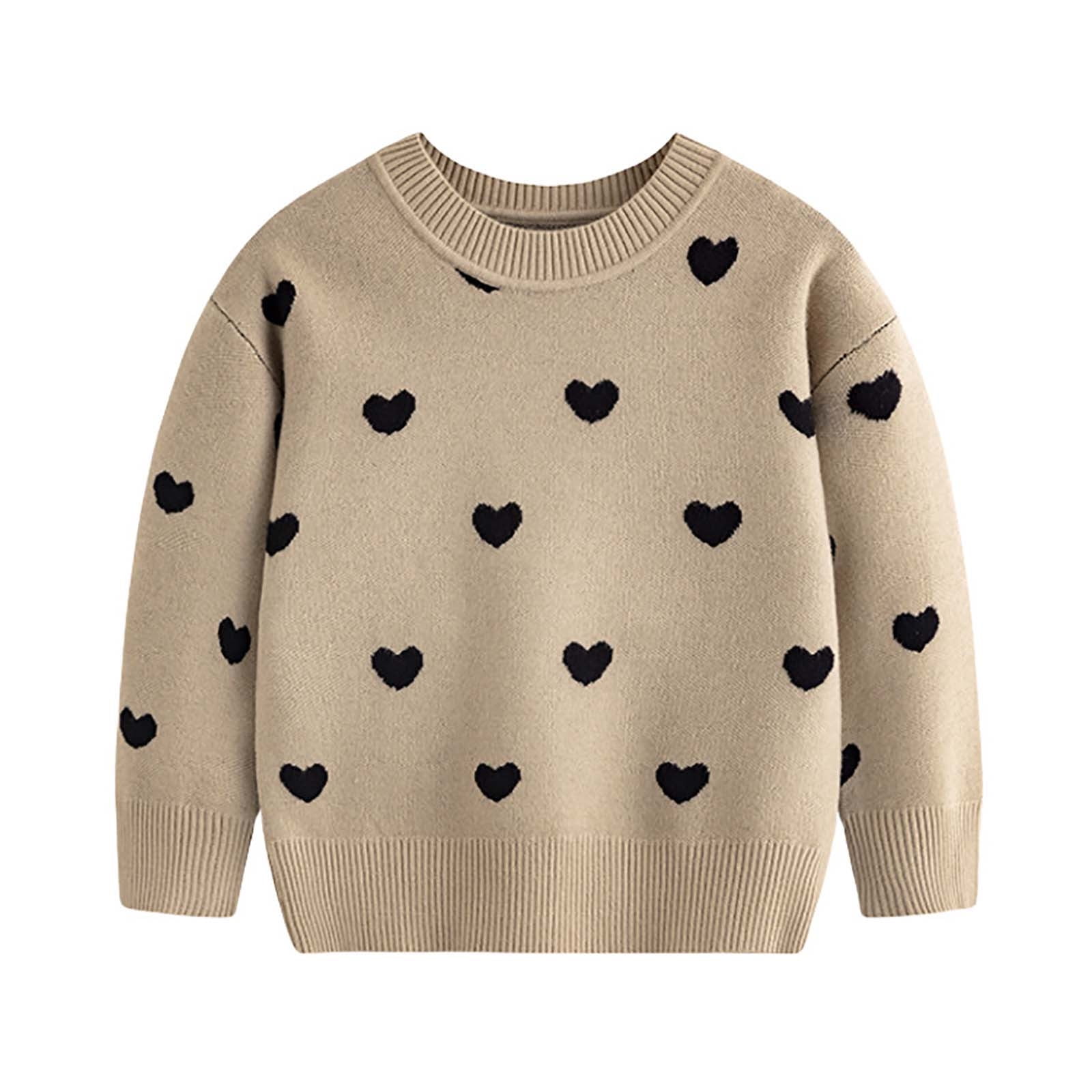 Fesfesfes Girls Sweaters Size 4-7 Years Comfortable Solid Color Graphic ...