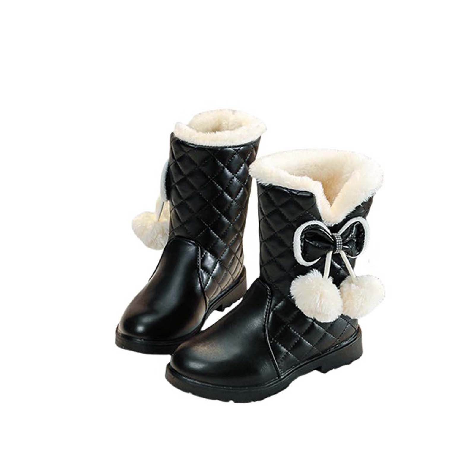 Mikilon Girls Warm Snow Boots Size 4-11 Years Winter Plus Velvet and ...