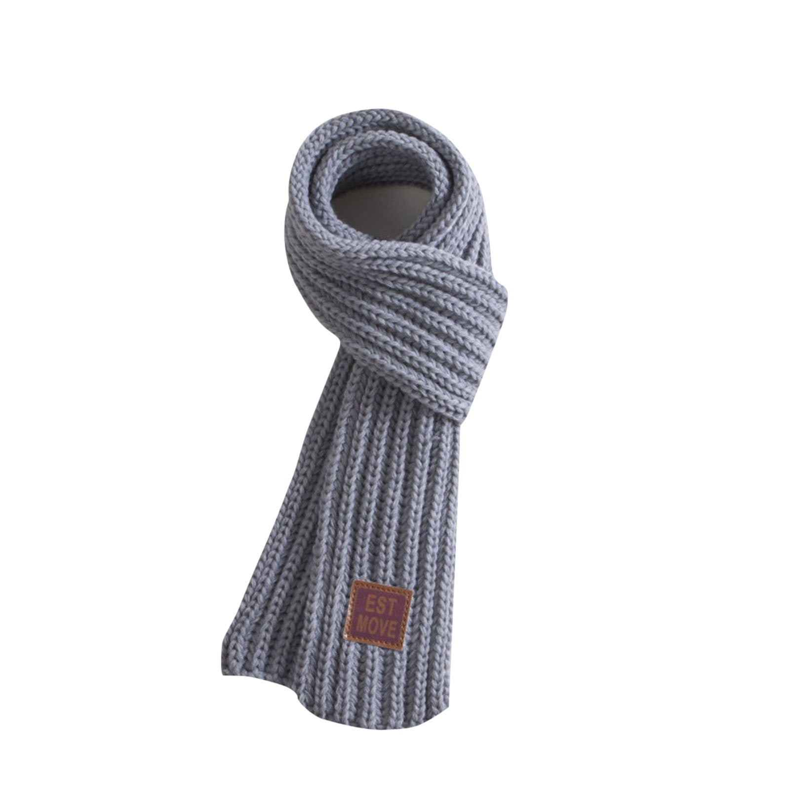 Mikilon Kids Versatile Knitted Scarf Solid Color Thicken Warm Scarf ...