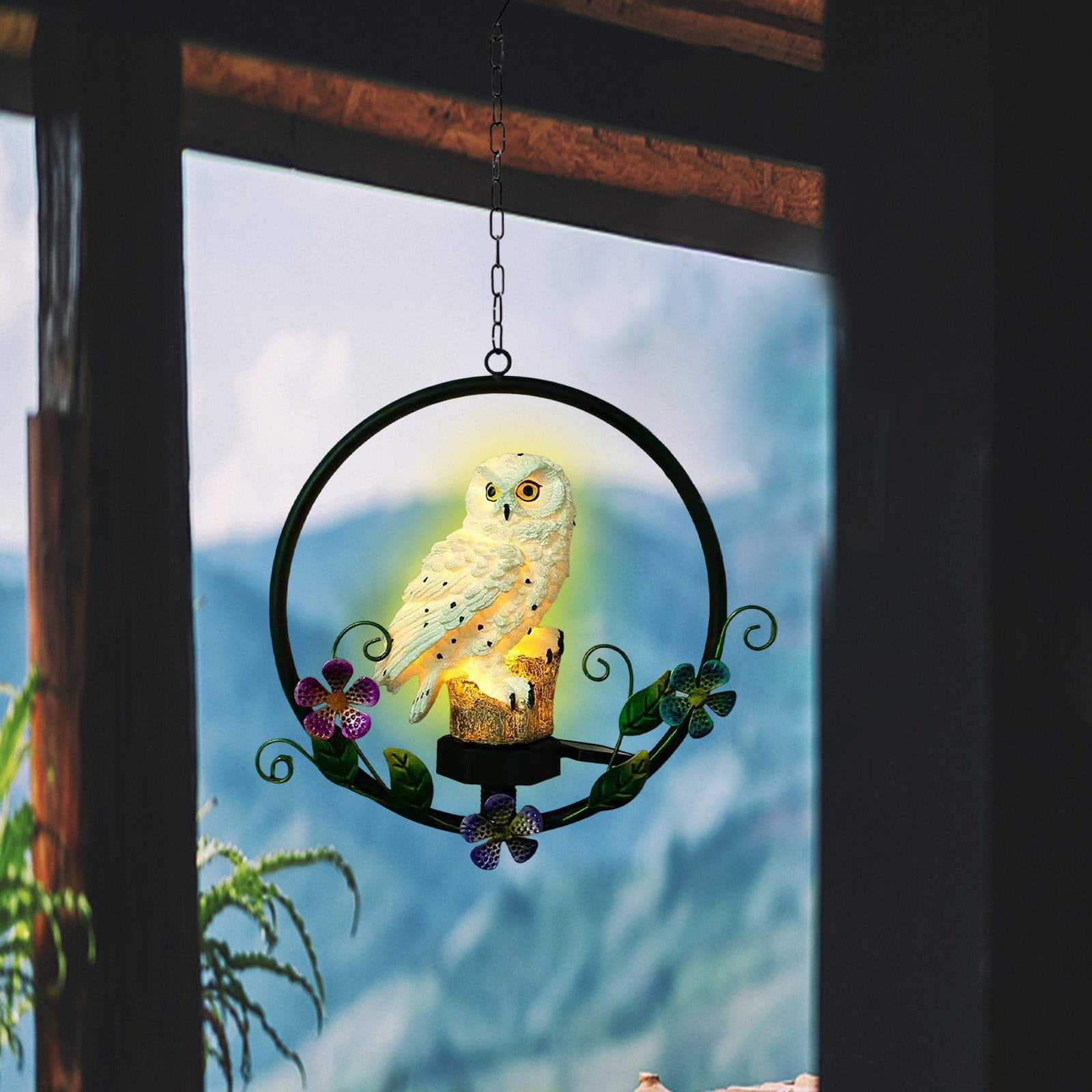 Mikilon Owl Gifts for Owl Lovers Solar Powered Garden Owl Statue ...