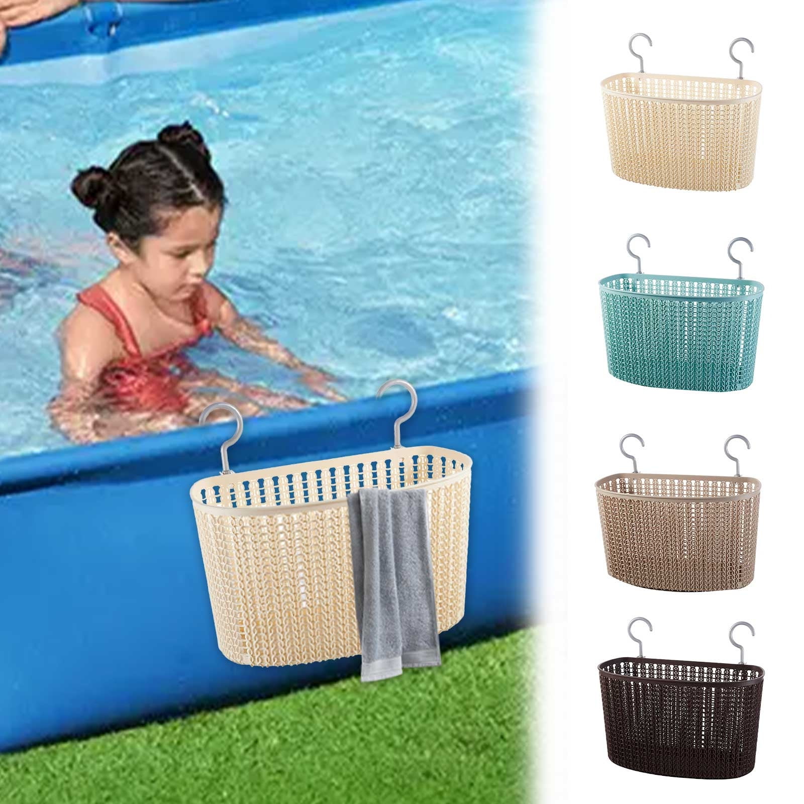 Mikilon Pool Side Storage Basket Set,Plastic Hanging Baskets for Shower ...