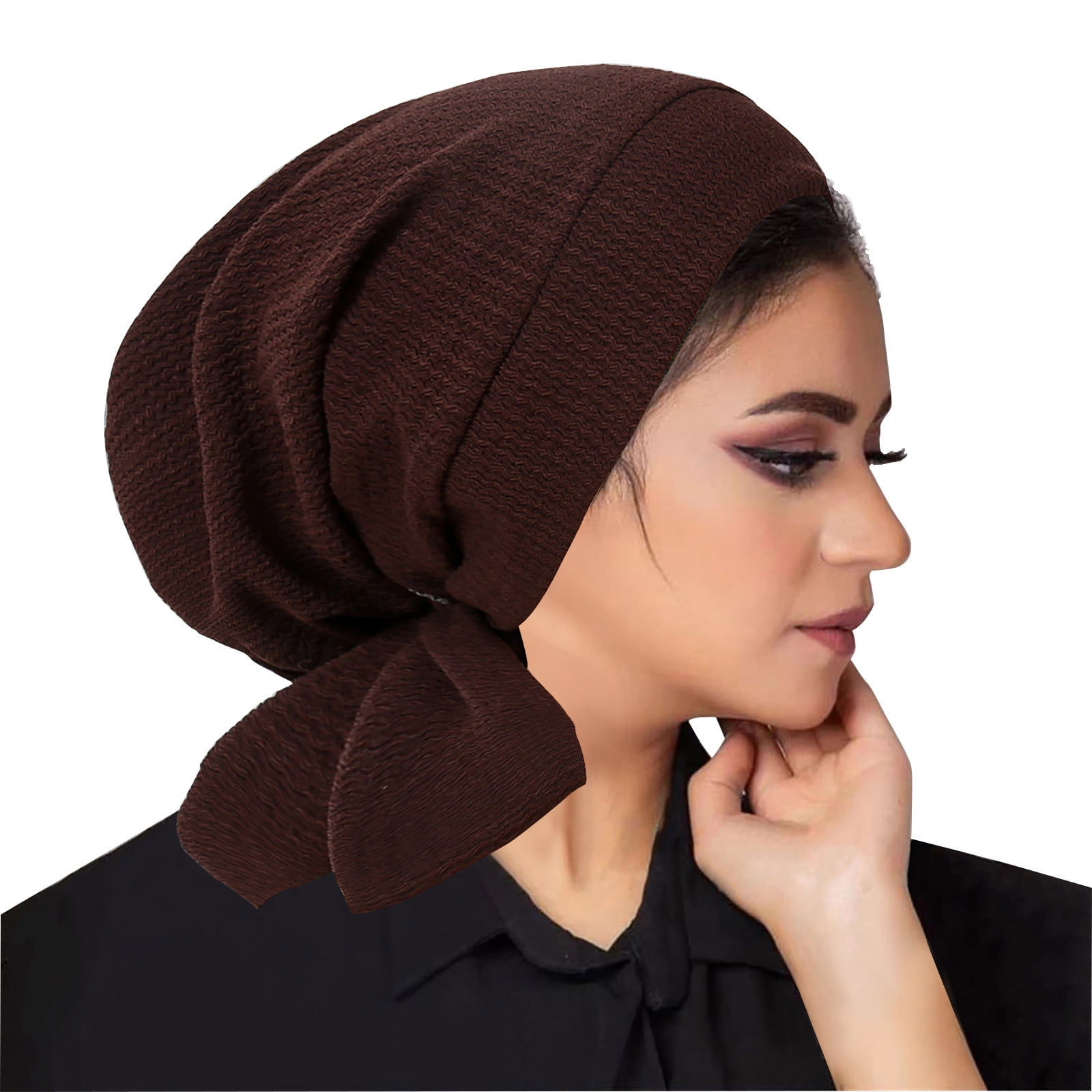 Fesfesfes Wavy Women's Hat Solid Color Crystal Linen Long Tail ...