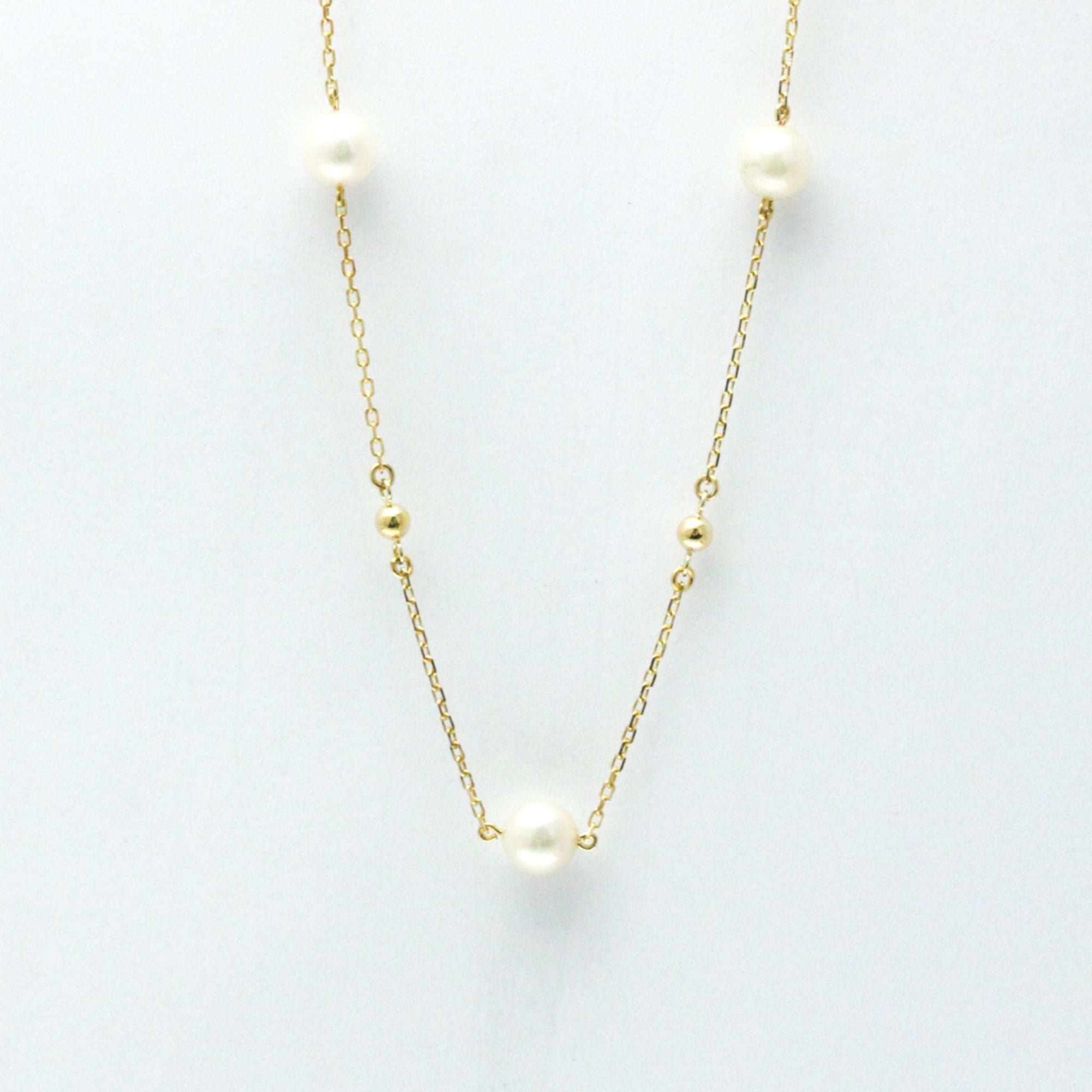 Pre-Owned Mikimoto Station Pearl Necklace Yellow Gold (18K) Pearl Men ...