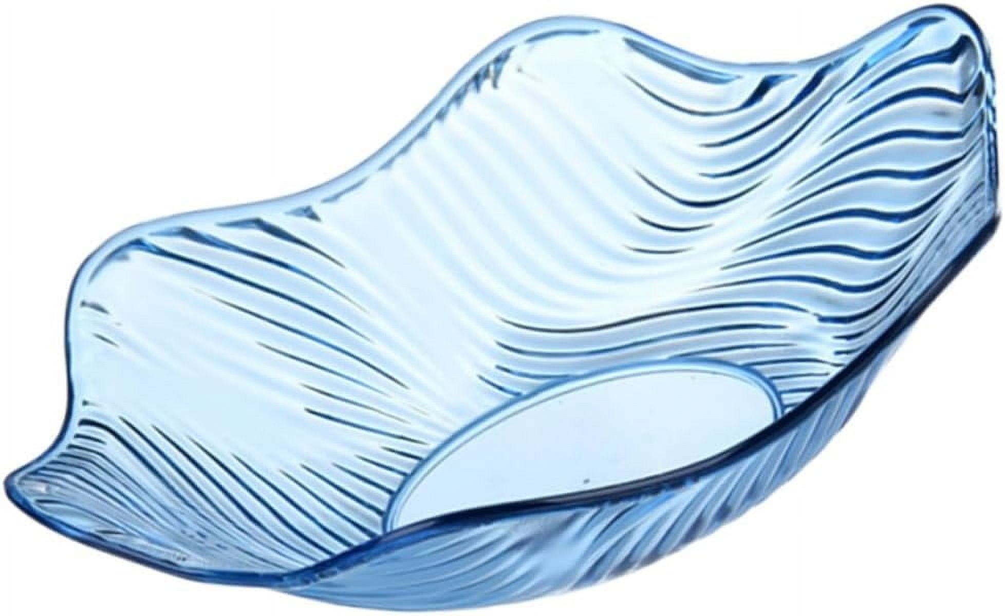 Mikinona Blue Plastic Crystal Fruit Plate with Design Wave Edge Snack ...