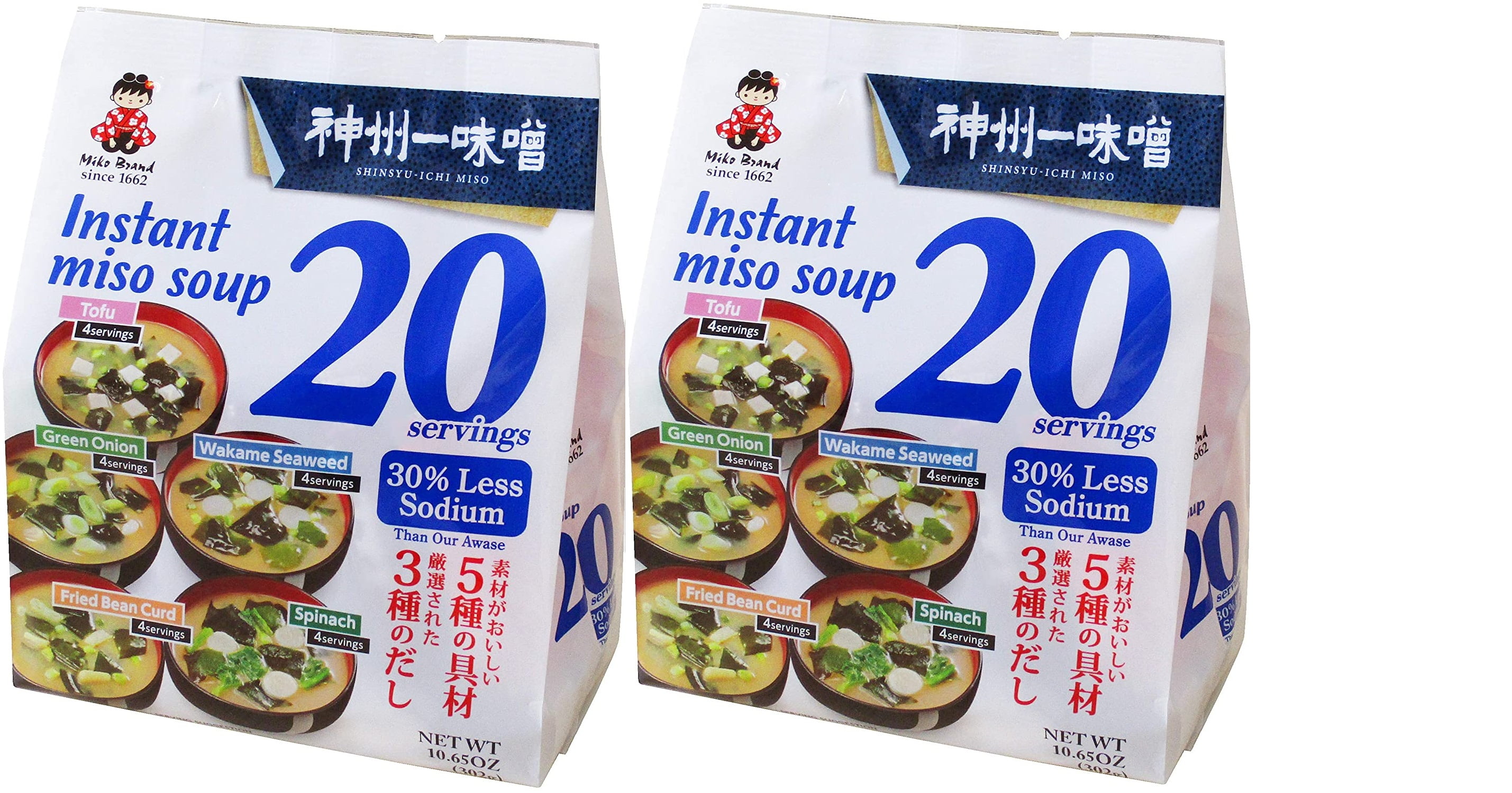 Miko Brand Instant Miso Soup Variety Pack-30% Less Sodium, 10.65 Ounce ...