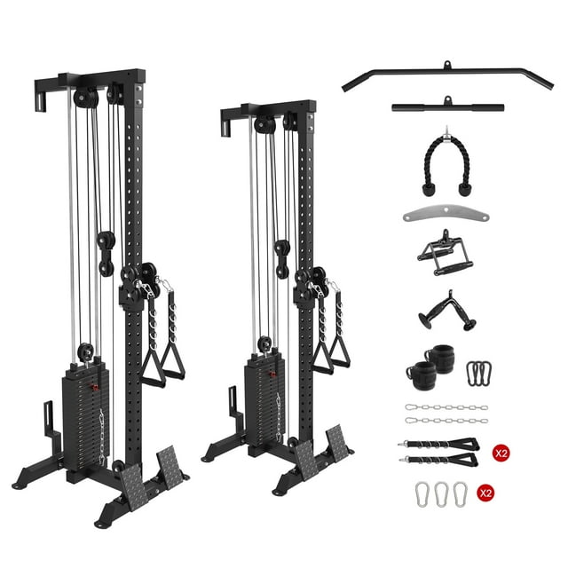 Mikolo Cable Crossover Machine, Lat Pull Down Machine with 210LBS ...