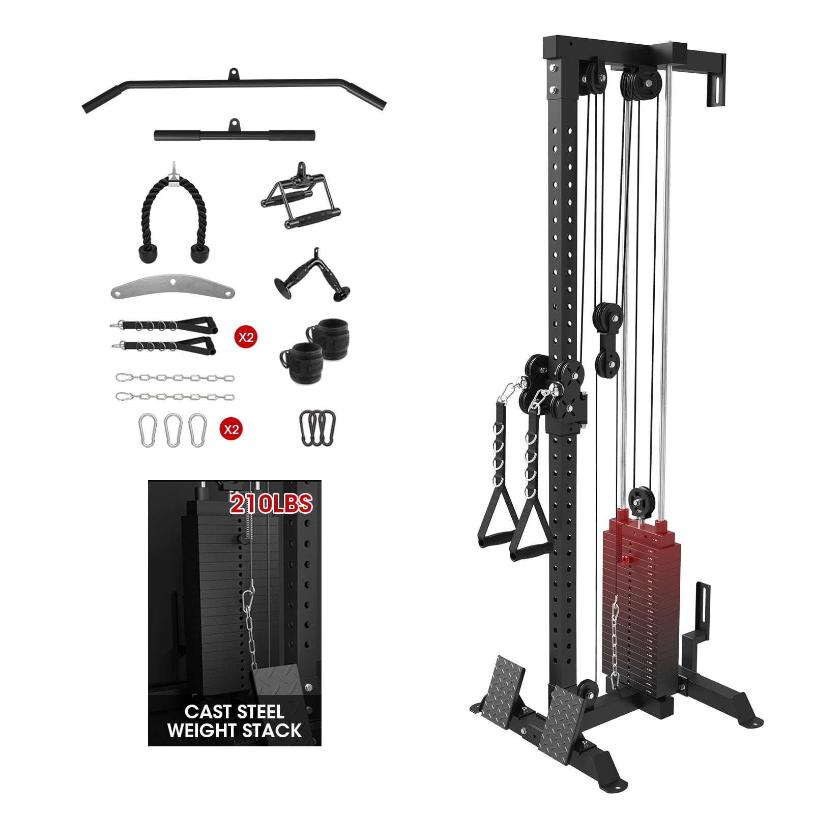 Mikolo Cable Crossover Machine, Lat Pull Down Machine with 210LBS ...
