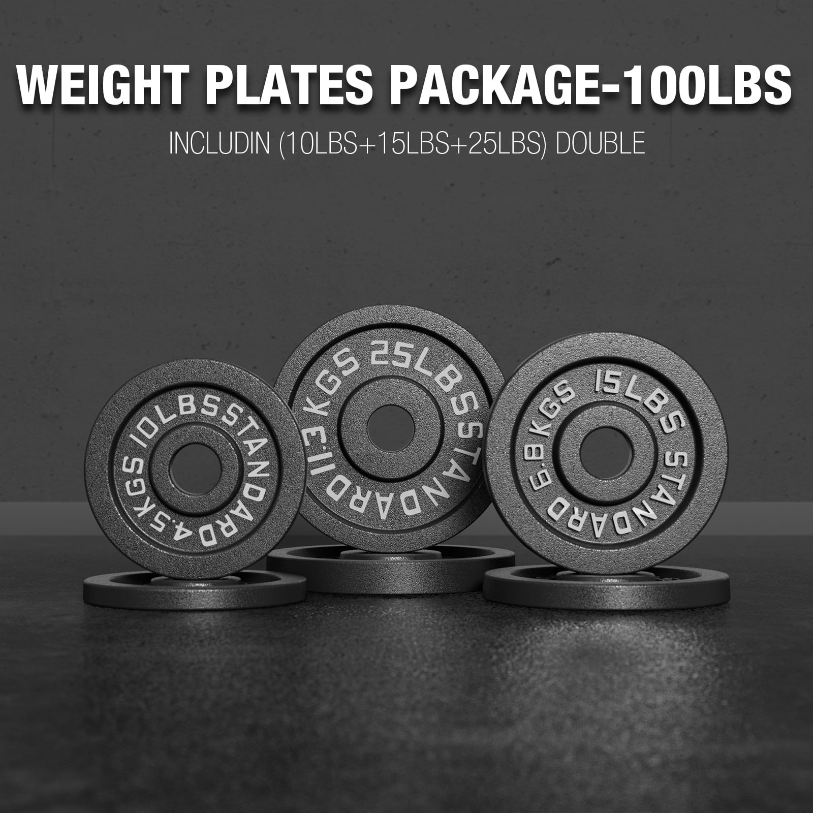 Mikolo Enhanced Grip Cast Iron Weight Plates Package, Traditional ...