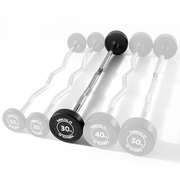 Mikolo Rubber Coated Fixed Weight EZ Curl Barbell, Pre-Loaded Weights ...
