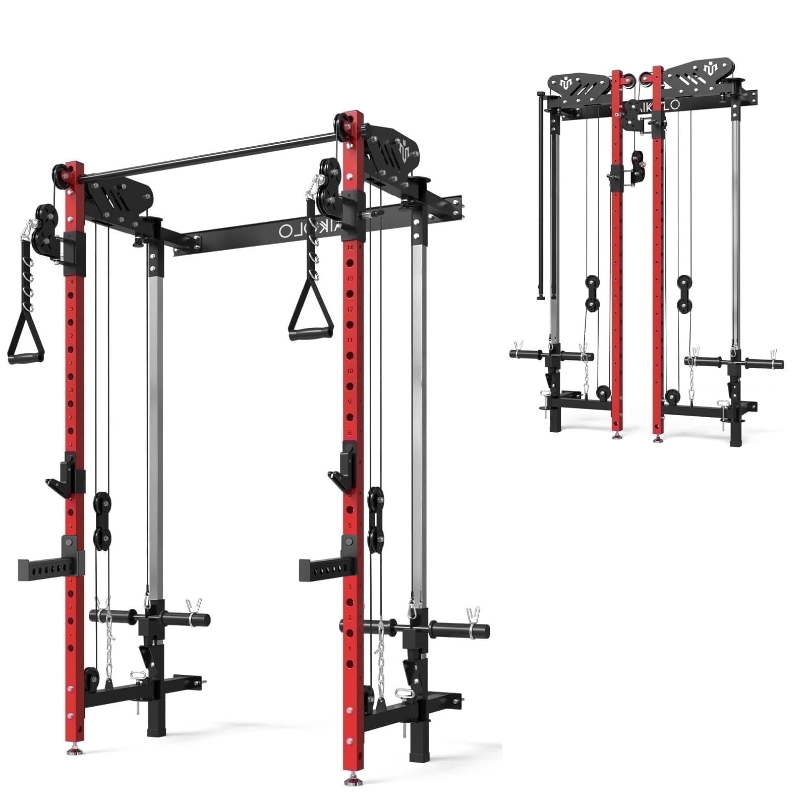 Mikolo Folding Squat Rack, 1000lbs Capacity, Cable System, Wall Mounted ...