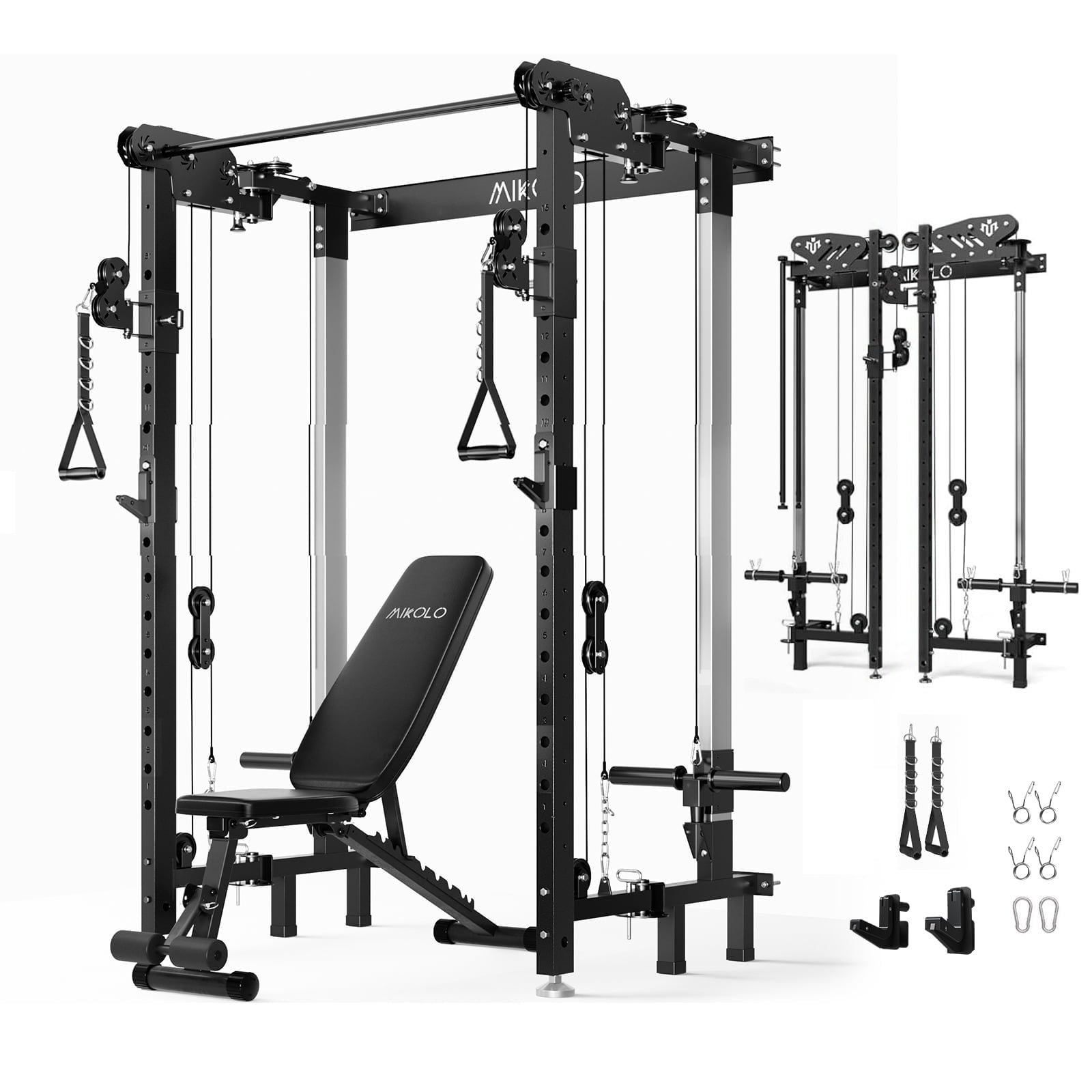Mikolo Foldable Squat Rack, Wall Mounted Power Rack with Cable ...