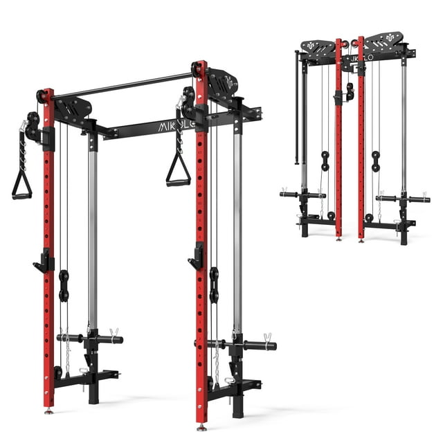 Mikolo Folding Power Rack Cage,1000lbs Capacity Wall Mounted Squat Rack ...