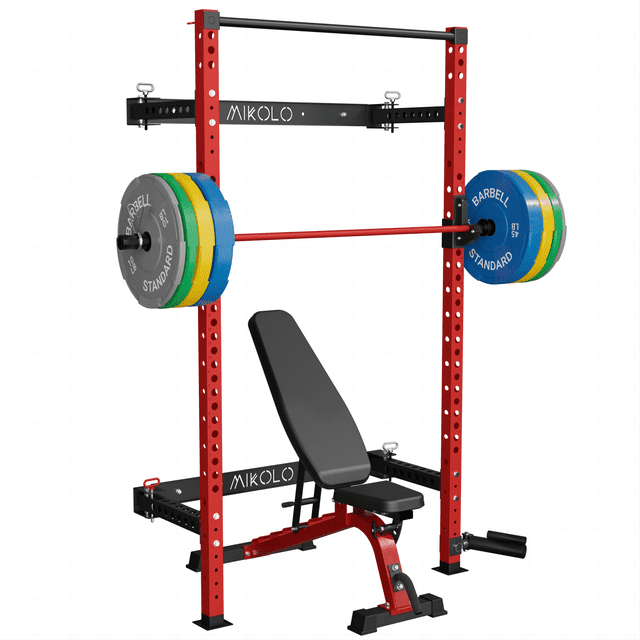 Mikolo Folding Power Rack Cage,1000lbs Capacity Wall Mounted Weight ...