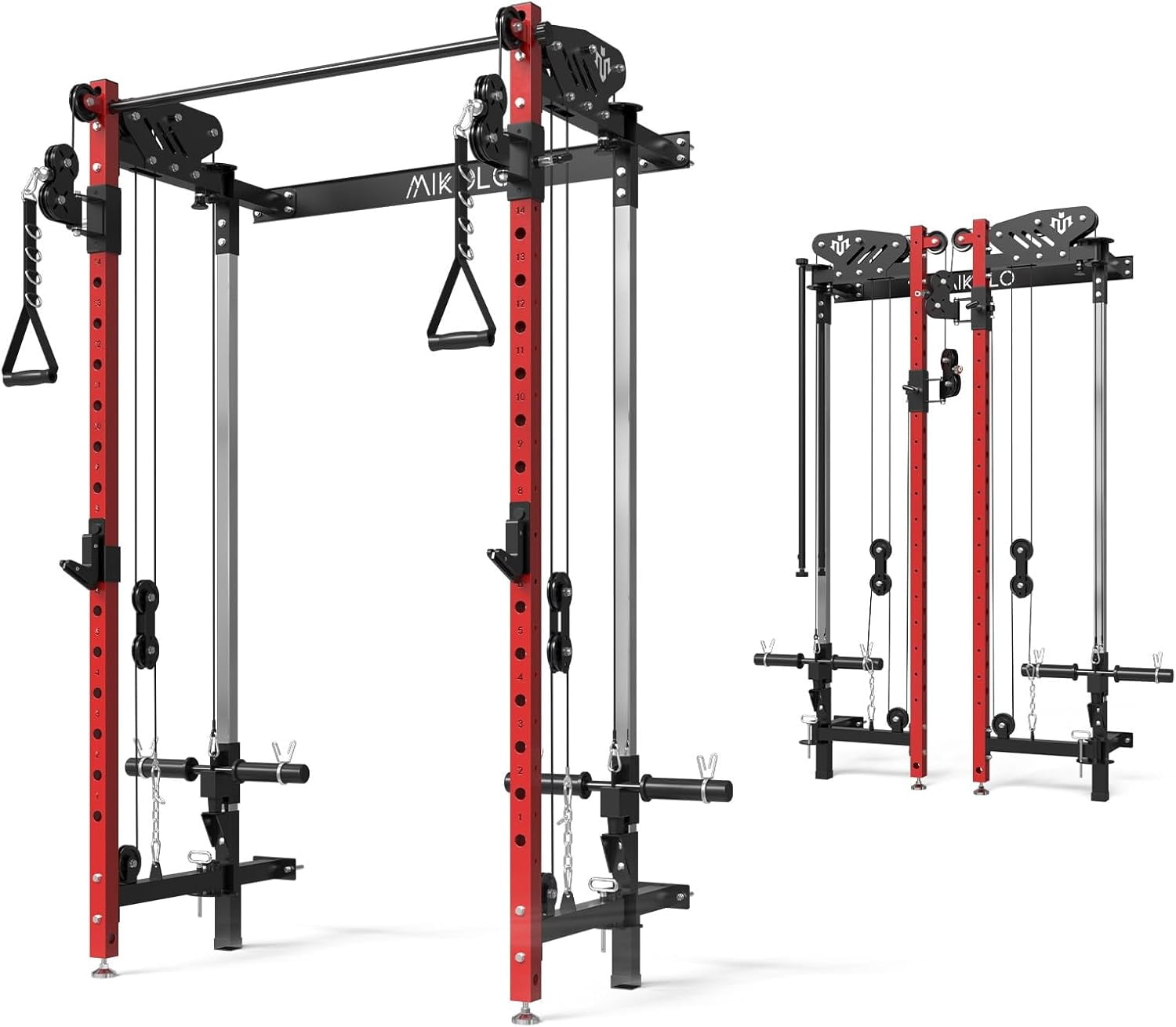 Mikolo Squat Rack Folding - Wall Mounted Squat Cage With Lat Pulldown ...