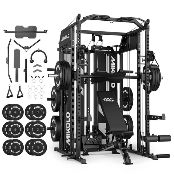 Mikolo Functional Trainer & Smith Machine, 2×2"Uprights (33 Holes ...